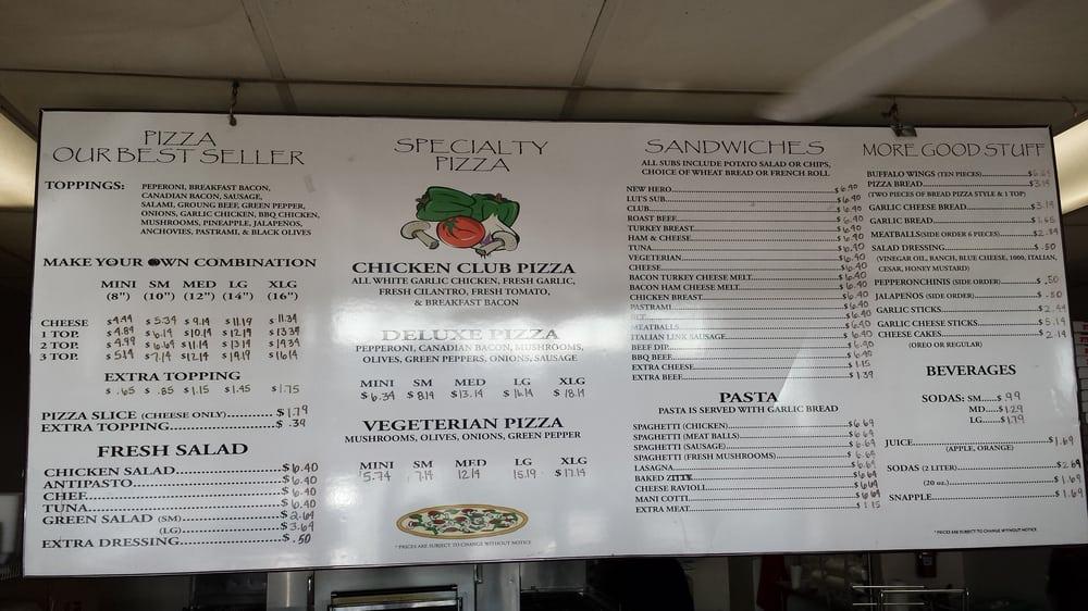 Menu at Lui's Pizza & Subs pizzeria, Anaheim