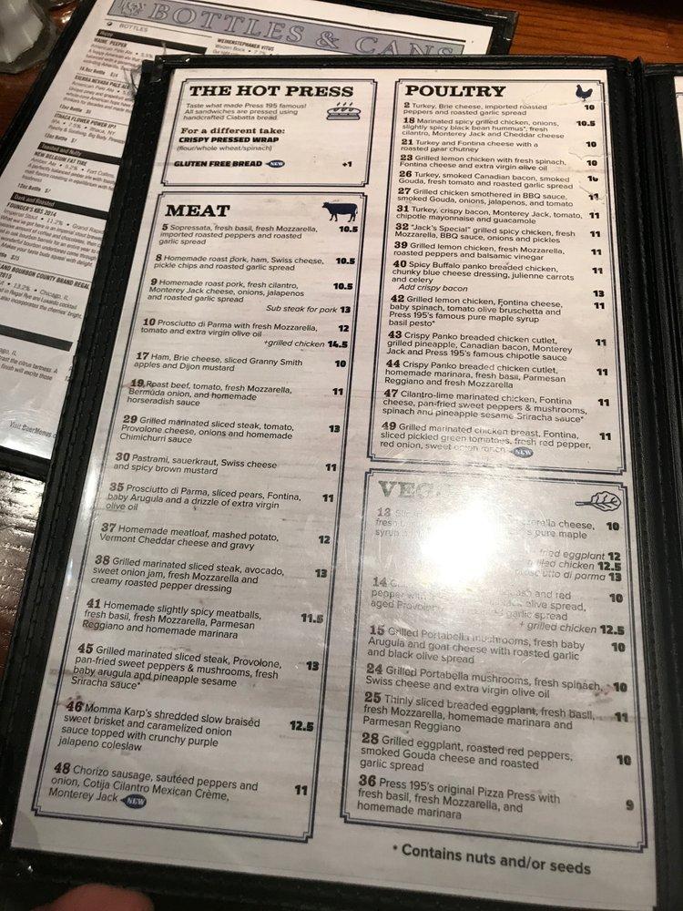 Menu at Press 195 pub & bar, Rockville Centre, 22 N Park Ave