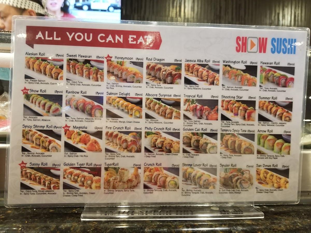 Menu at Show Sushi restaurant, San Dimas