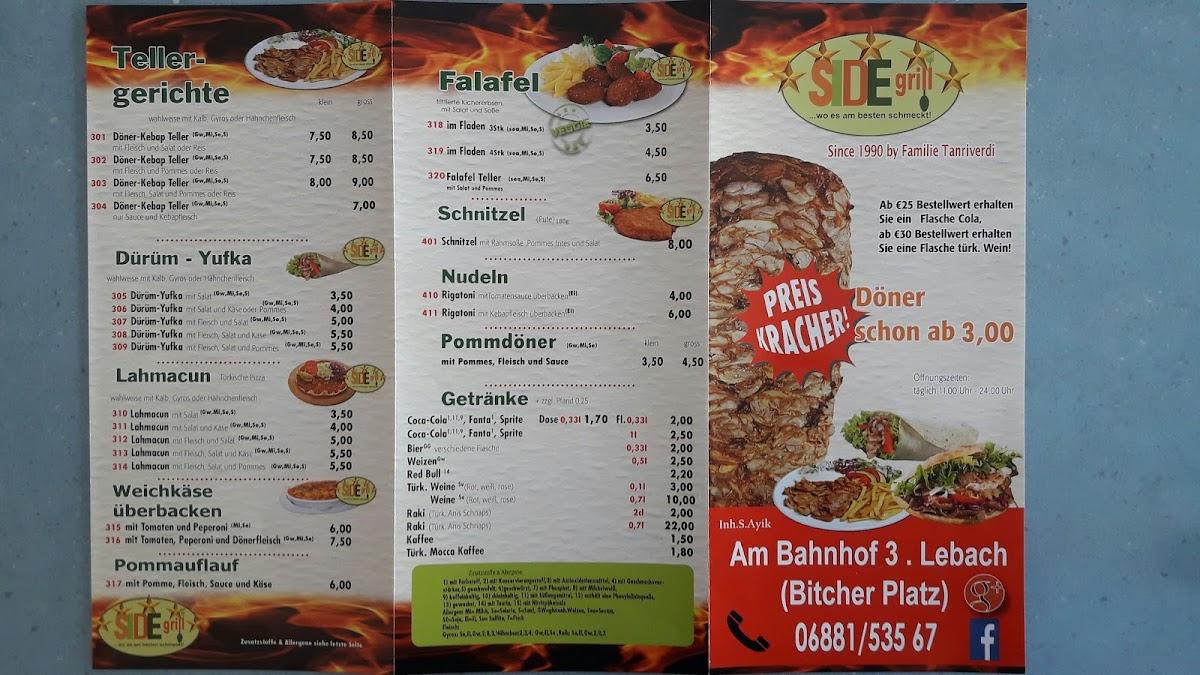 Carta del restaurante Side-Grill Döner, Lebach