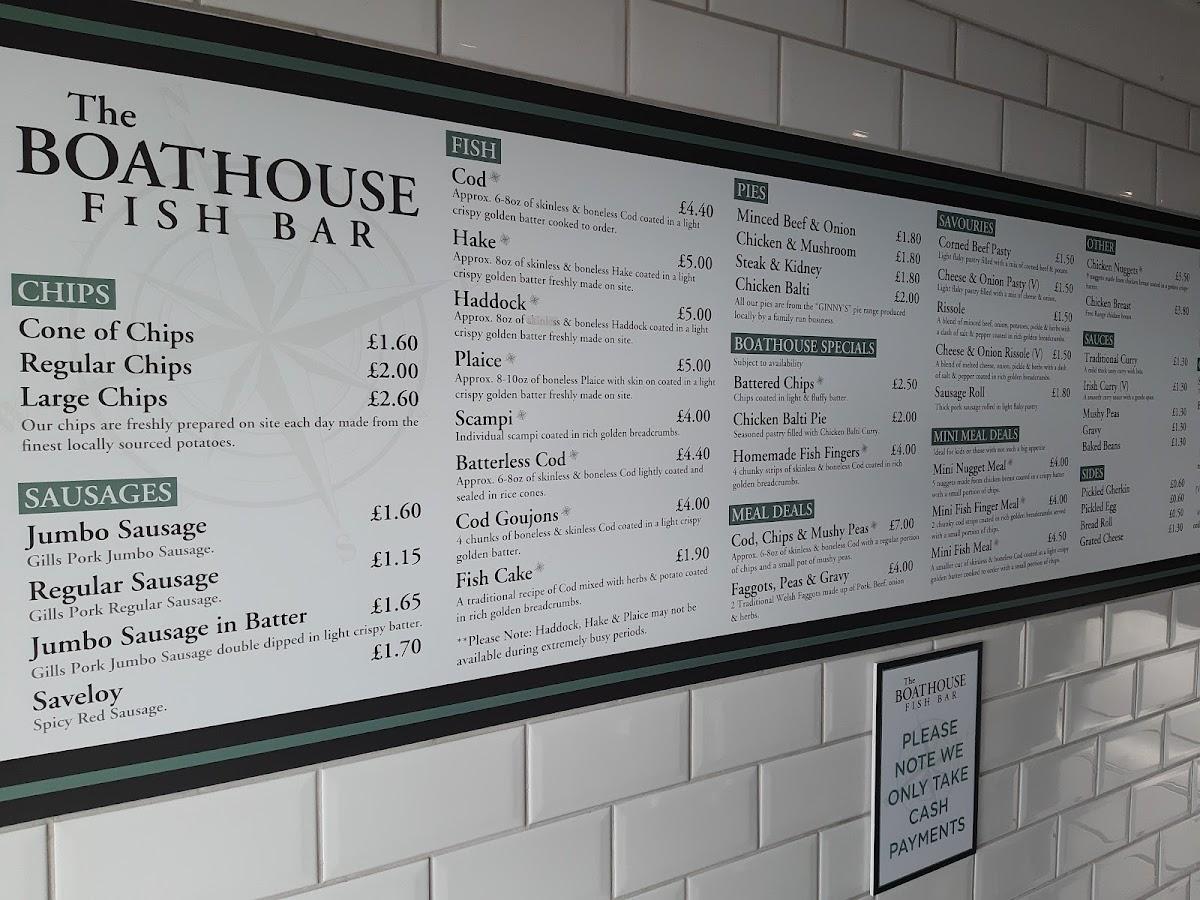 Menu at BoatHouse Fish Bar, Porthcawl