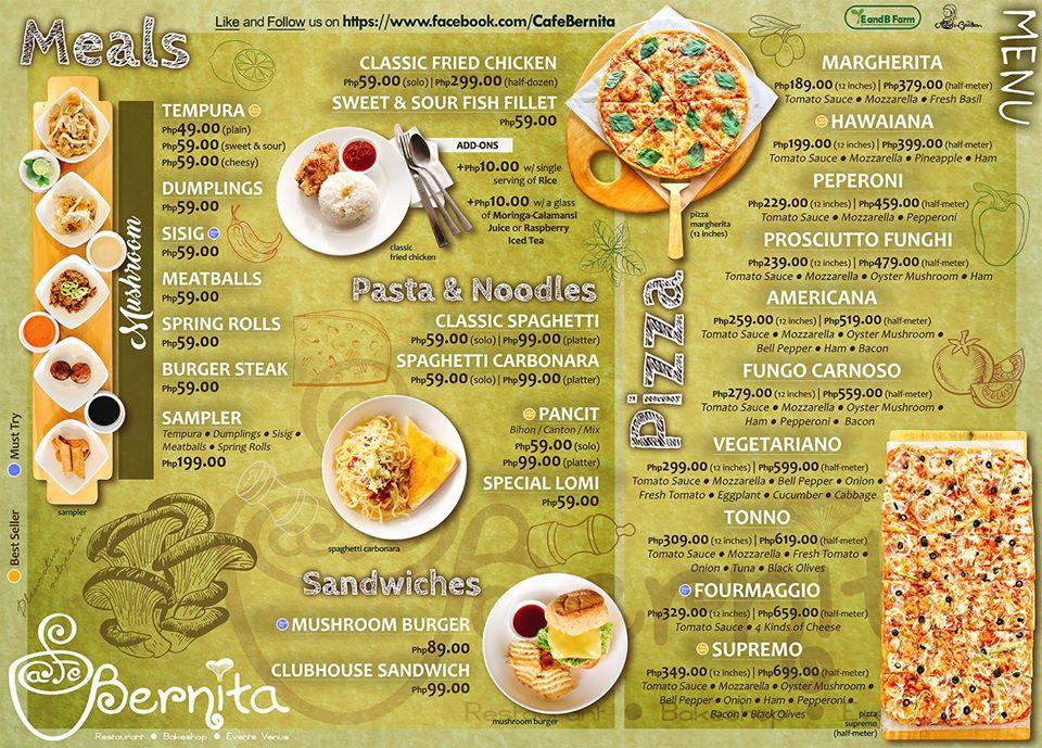 Carta de Café Bernita, San Teodoro