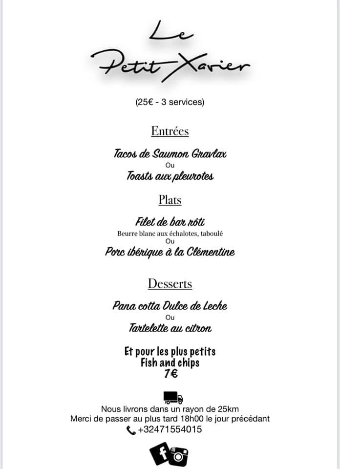Menu au Le Petit Xavier restaurant, Liège