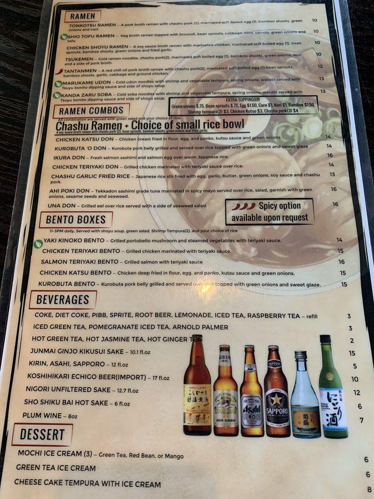 Menu at O Ramen desserts, Bakersfield