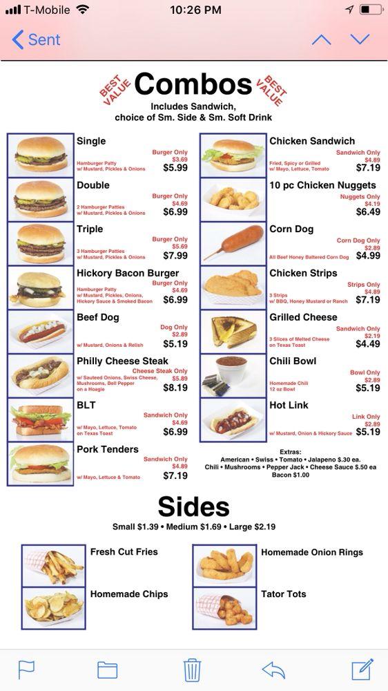 Menu at West Street Burgers fast food, Wichita, 130 S West St