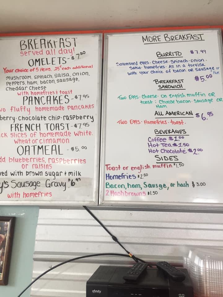 Menu at Park Row Cafe, Waterbury
