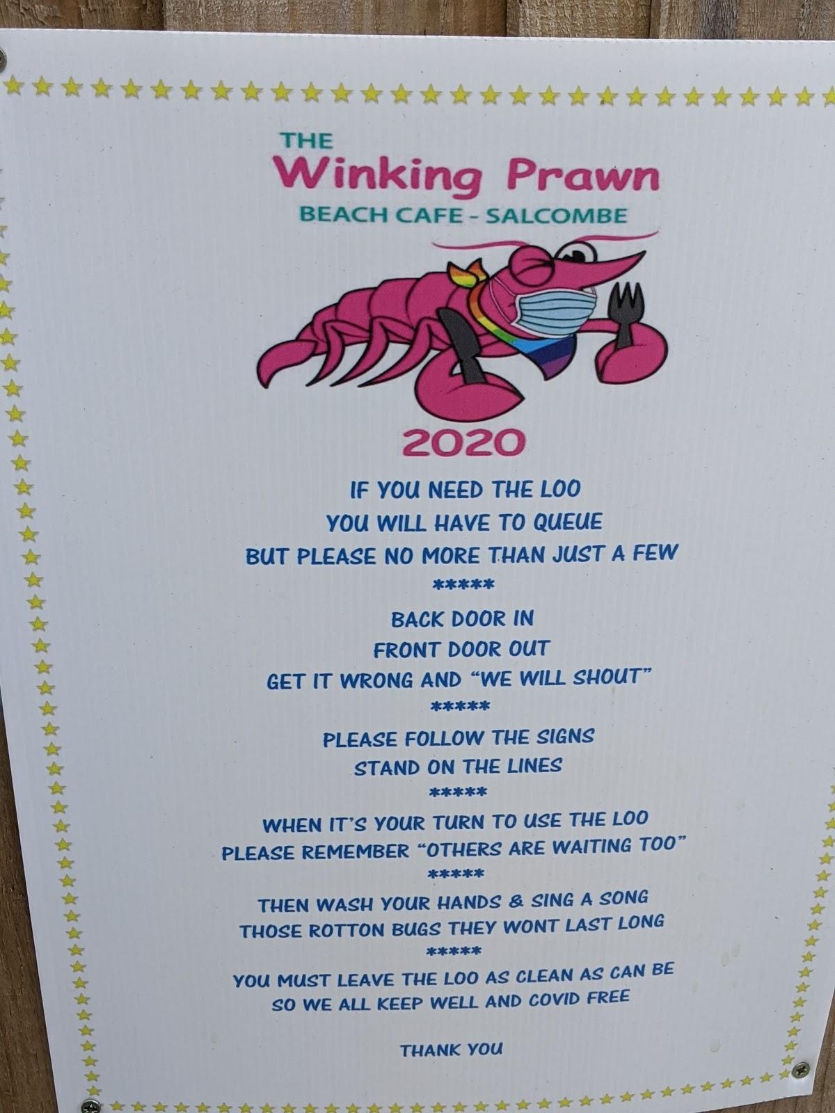 Menu at The Winking Prawn restaurant, Salcombe