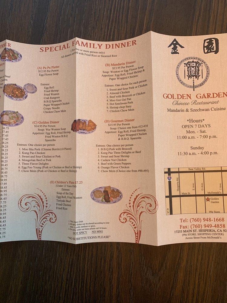 Menu at Golden Garden Restaurant, Hesperia