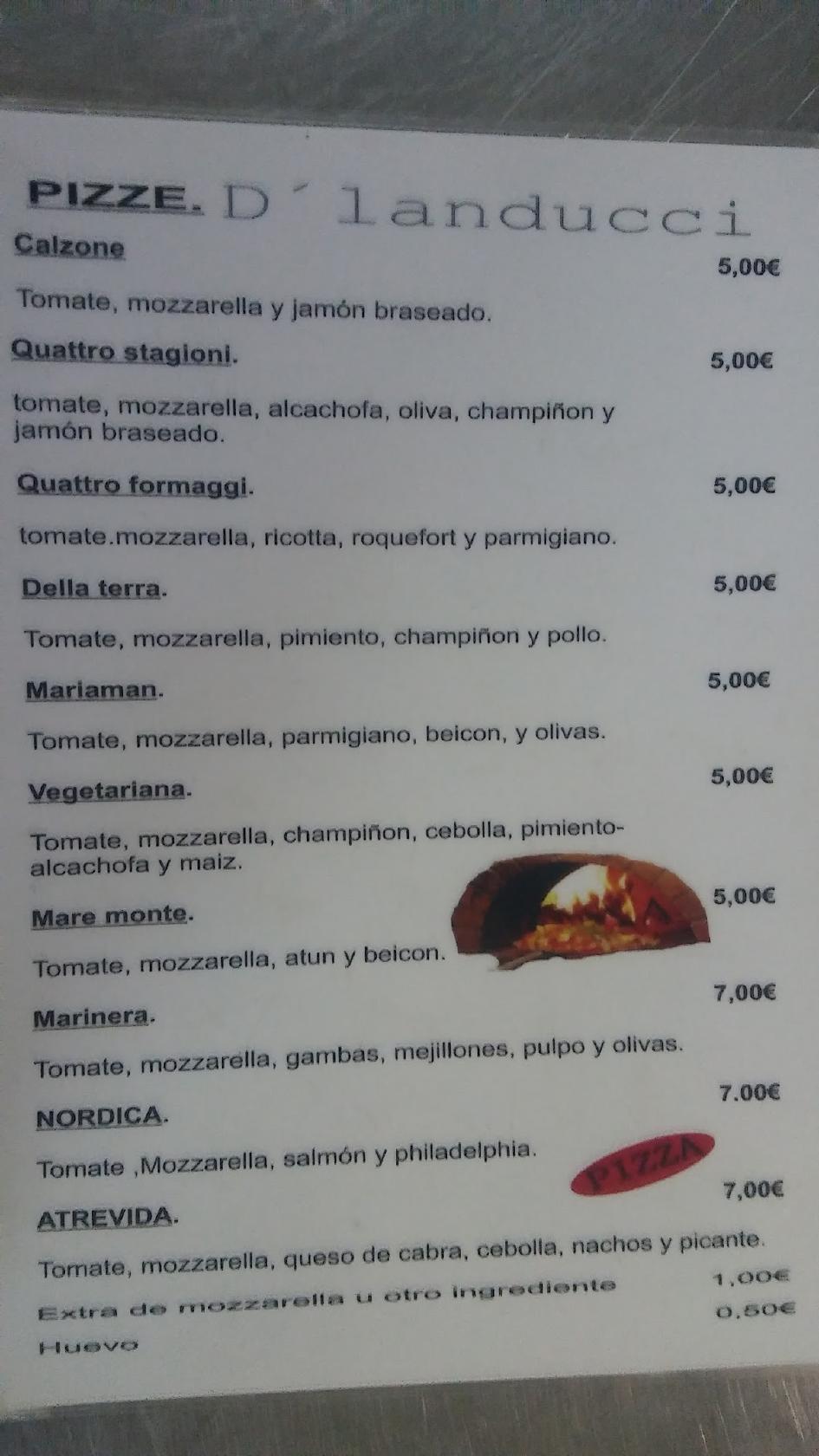 Menu at D 'landucci ristorante pizzeria, Elche