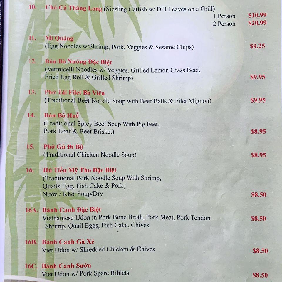 Menu at Mai's Kitchen restaurant, Westminster