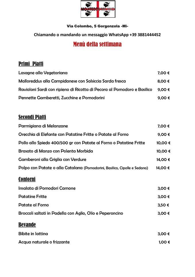 Menu da Mojiteddu Milano ristorante, Gorgonzola