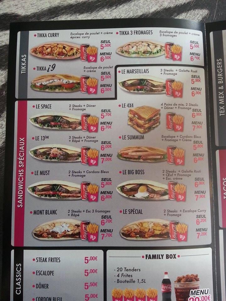Menu at NP NEW PACHA restaurant, Marseille