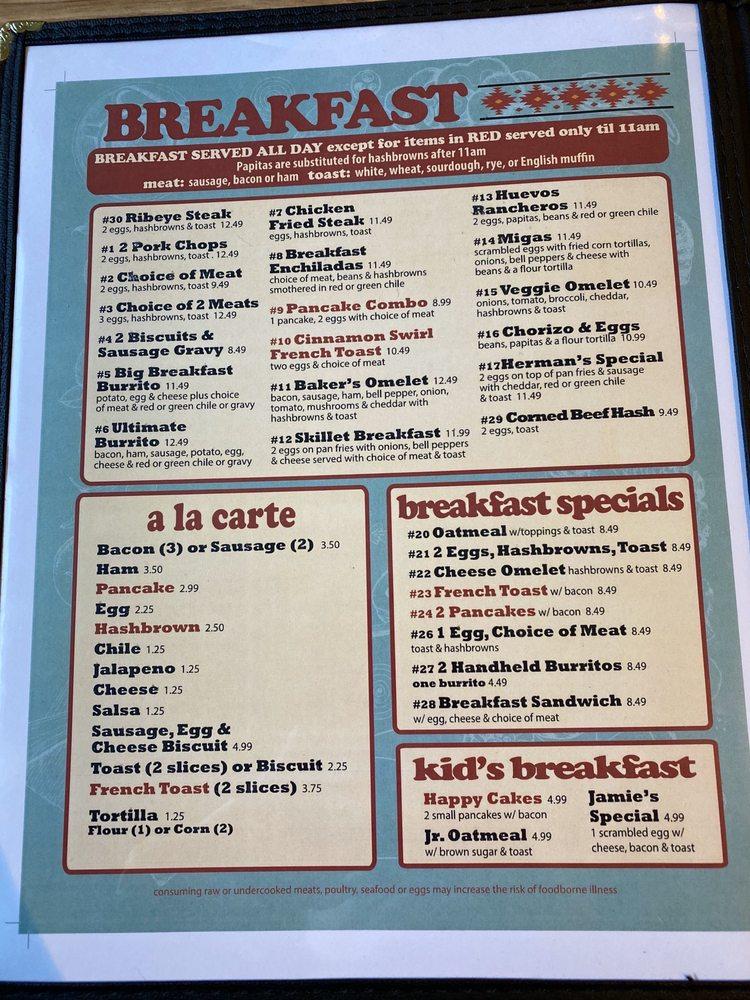 Menu at The Bakery & Cafe @ Angel Fire, Angel Fire