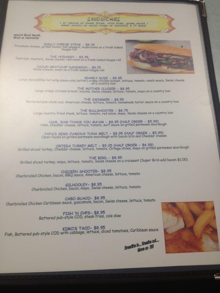 Menu at Cowboy Surfer Grill restaurant, Corona
