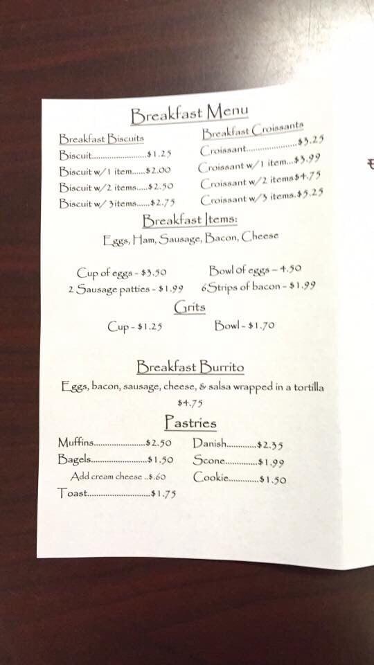 Menu at Espresso Express cafe, New Orleans, 701 Poydras St # 116
