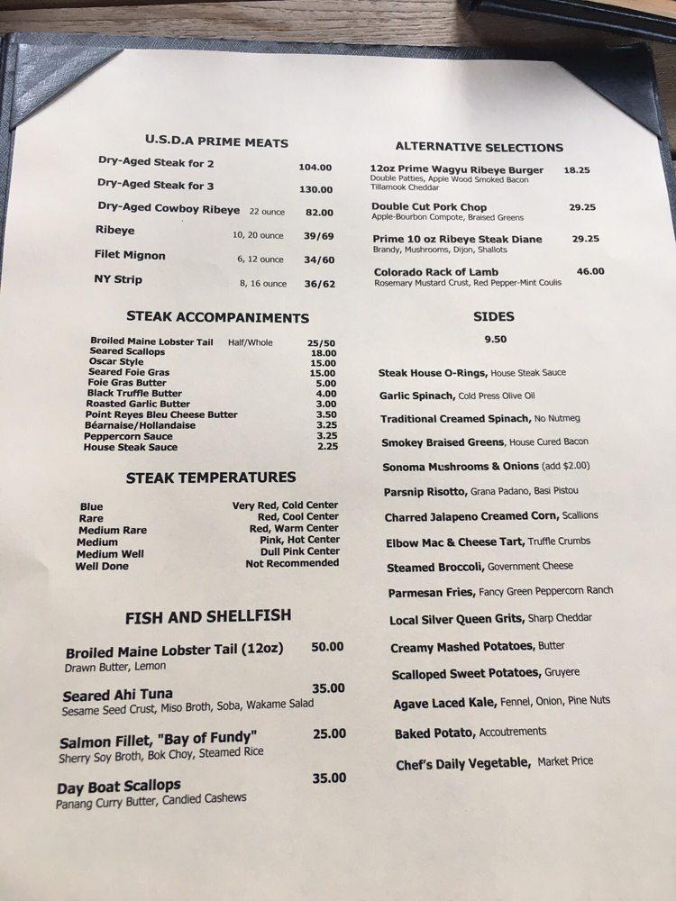 Menu at Kevin Rathbun Steak steakhouse, Atlanta, 154 Krog St NE STE 200