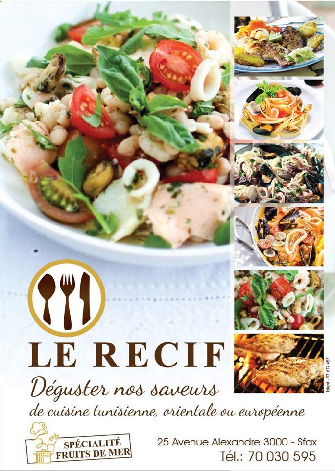 Speisekarte von Le Récif restaurant, Sfax, 25 avenue alexandre dumas ...