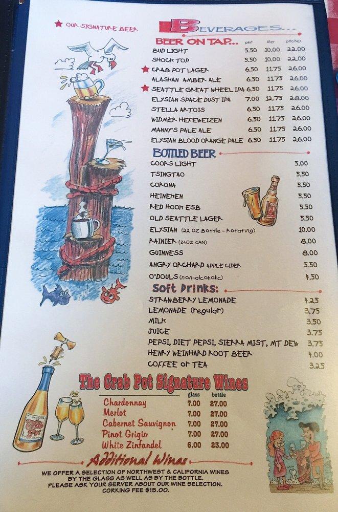 Menu at The Crab Pot Seattle restaurant, Seattle