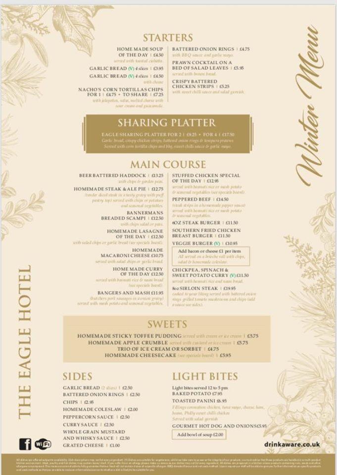 Menu at Eagle Hotel Bar, Dornoch, Dornoch