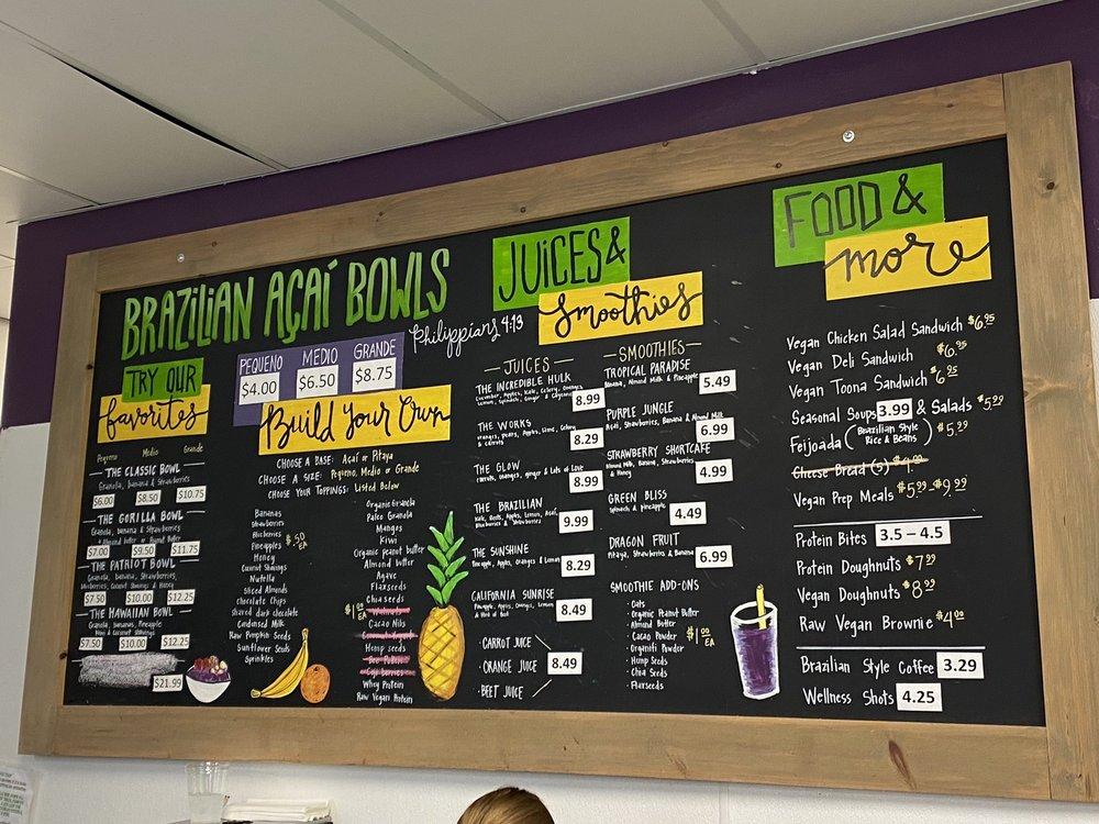 Menu at Brazilian Acai Bowls & Juice Bar, Bakersfield, Calloway Dr Ste 103