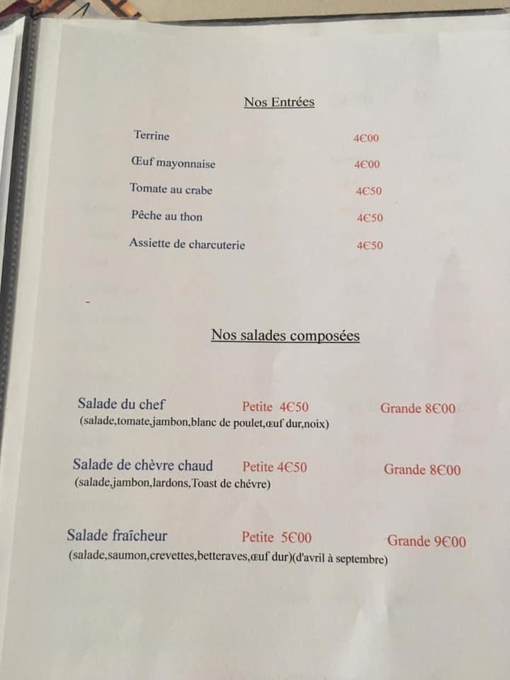 Menu au Friterie du Lac restaurant, Ardres