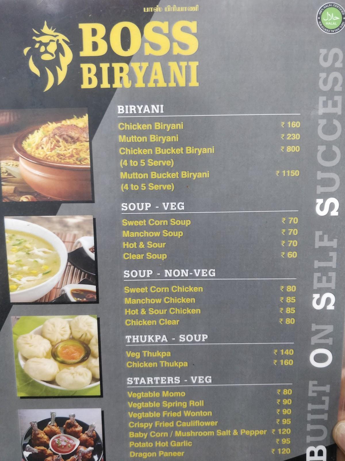 Menu at BOSS BRIYANI - Non veg Restaurant in besant nagar, Chennai, Chennai