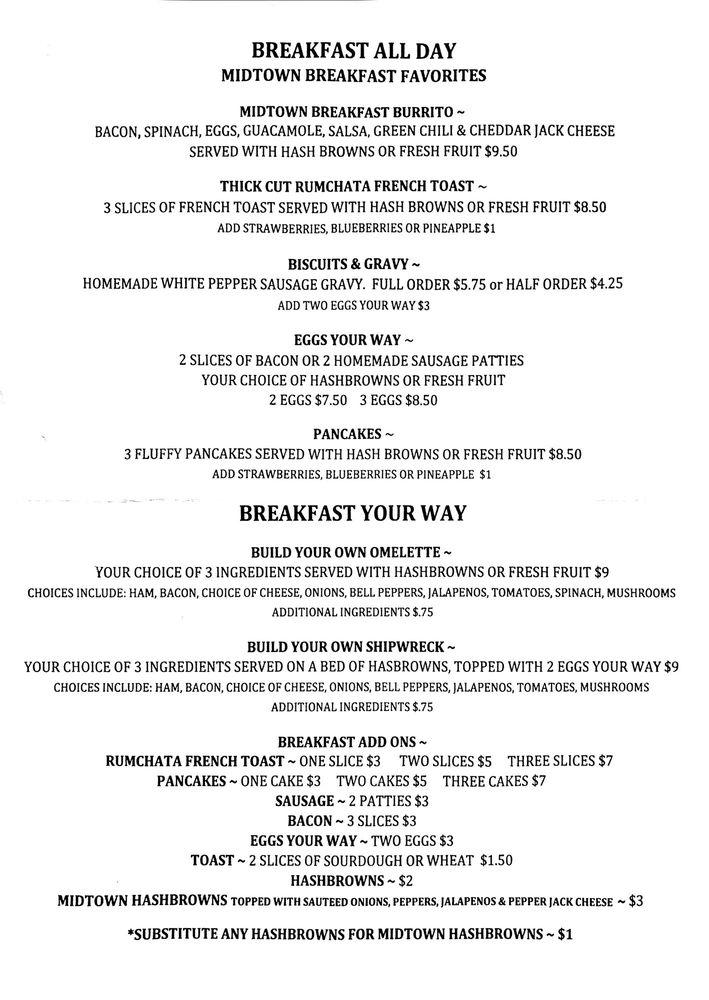 Menu at Midtown Station pub & bar, Cedar Rapids