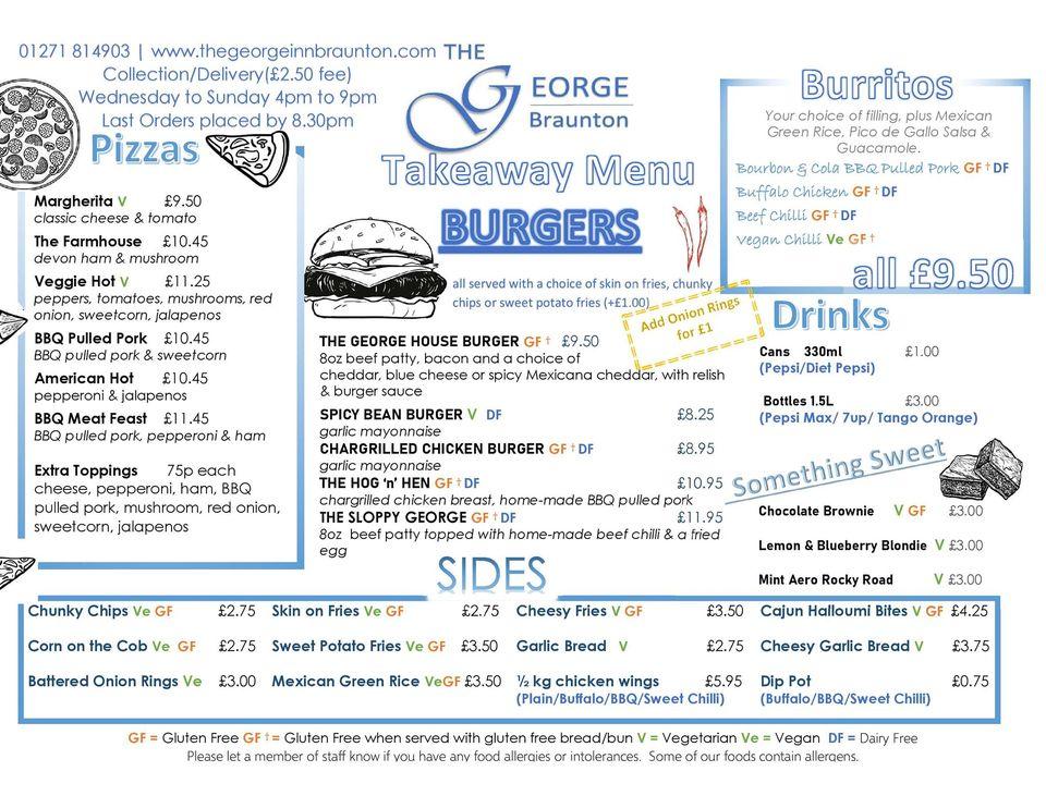 Menu at The George Inn pub & bar, Braunton