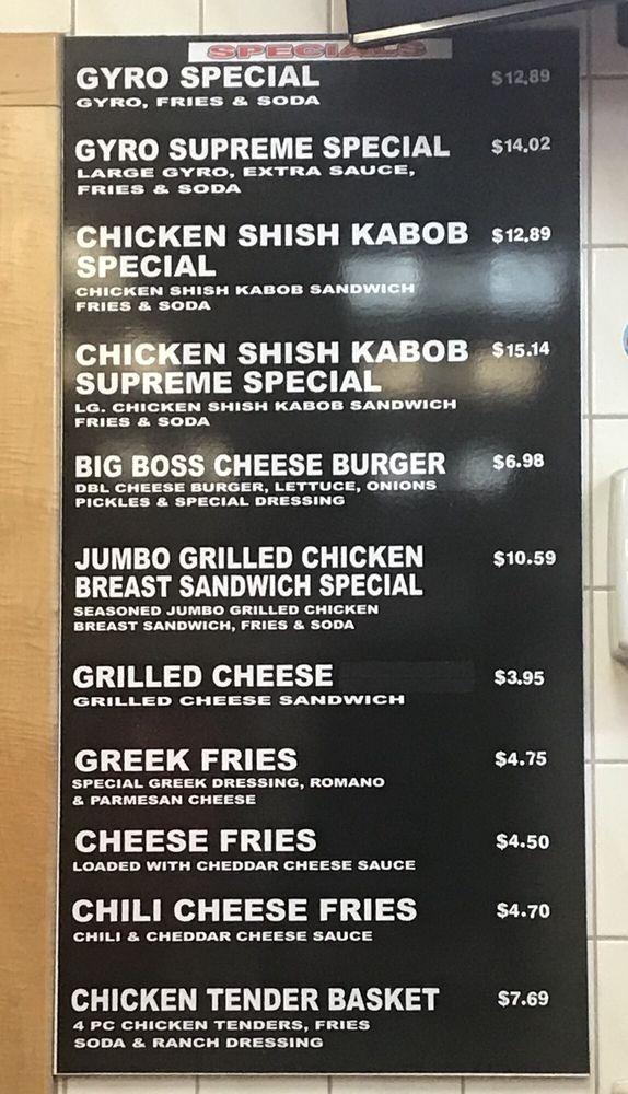 Menu at Golden Gyros restaurant, Milwaukee