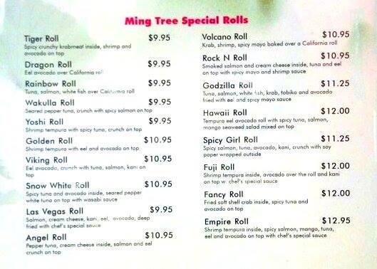 Menu at New ming tree restaurant, Crawfordville