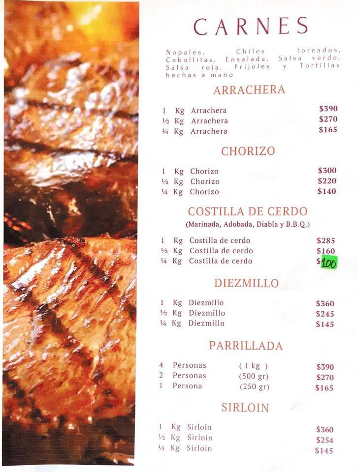 Menu at Pollos Y Carnes Asadas El Güero restaurant, Manzanillo