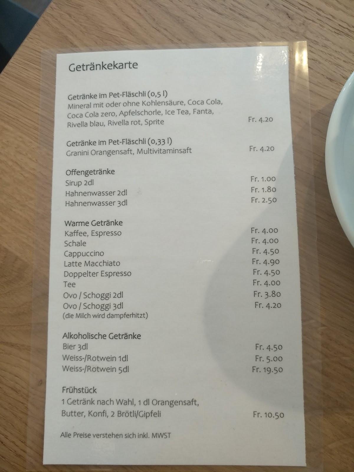 Speisekarte von Bäckerei Brunner AG, Ebikon