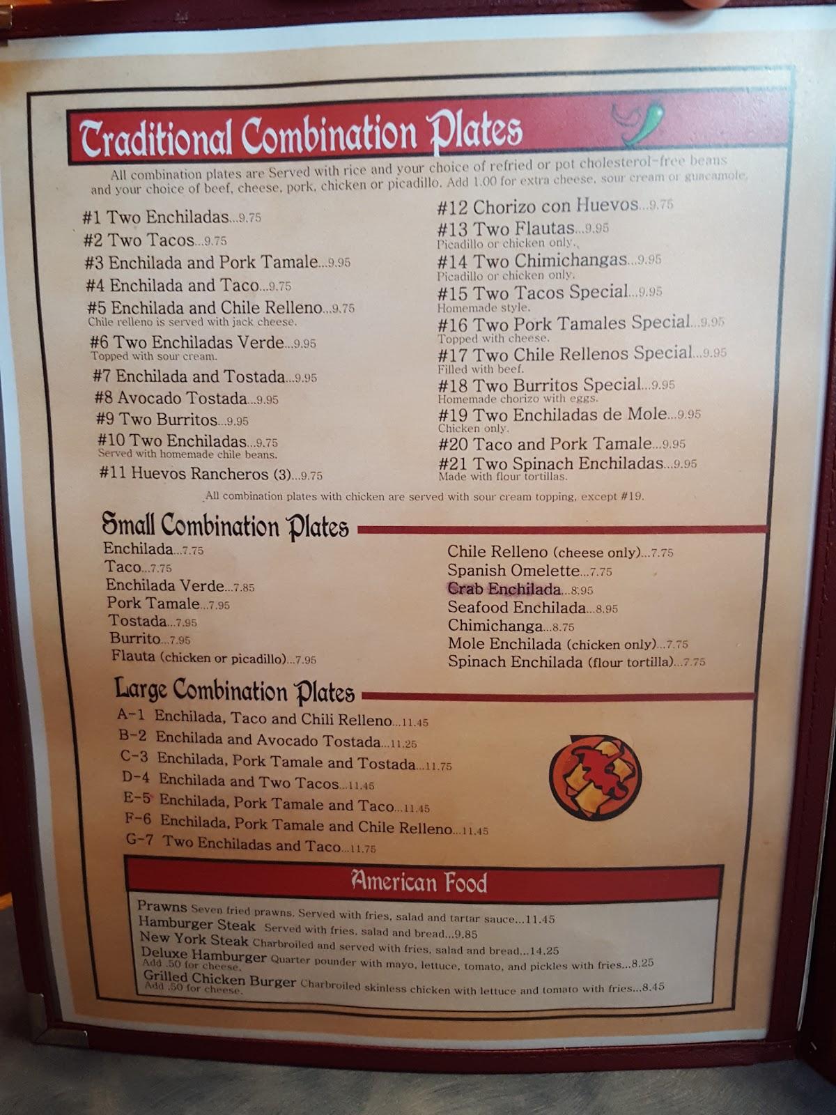 Menu at Casa México restaurant, Eagle, 393 W State St A