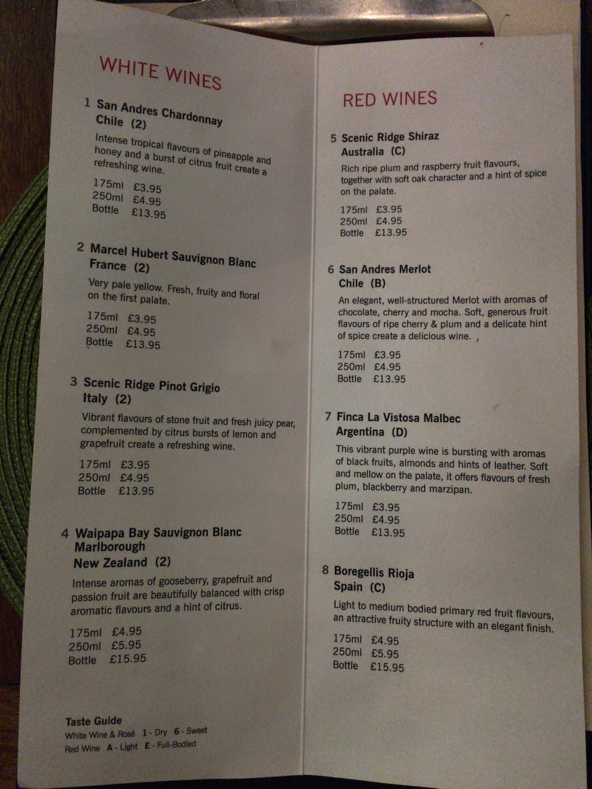 Menu at Fredericks restaurant, Torquay