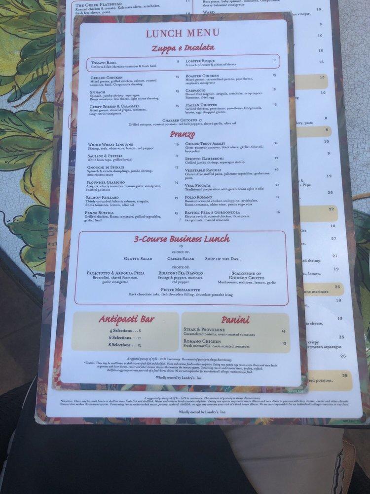 Menu at Grotto Ristorante pizzeria, Houston, Westheimer Rd