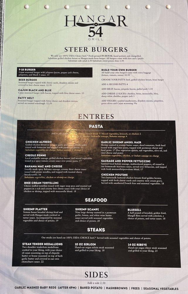 Menu at Hangar 54 Grill pub & bar, Eau Claire