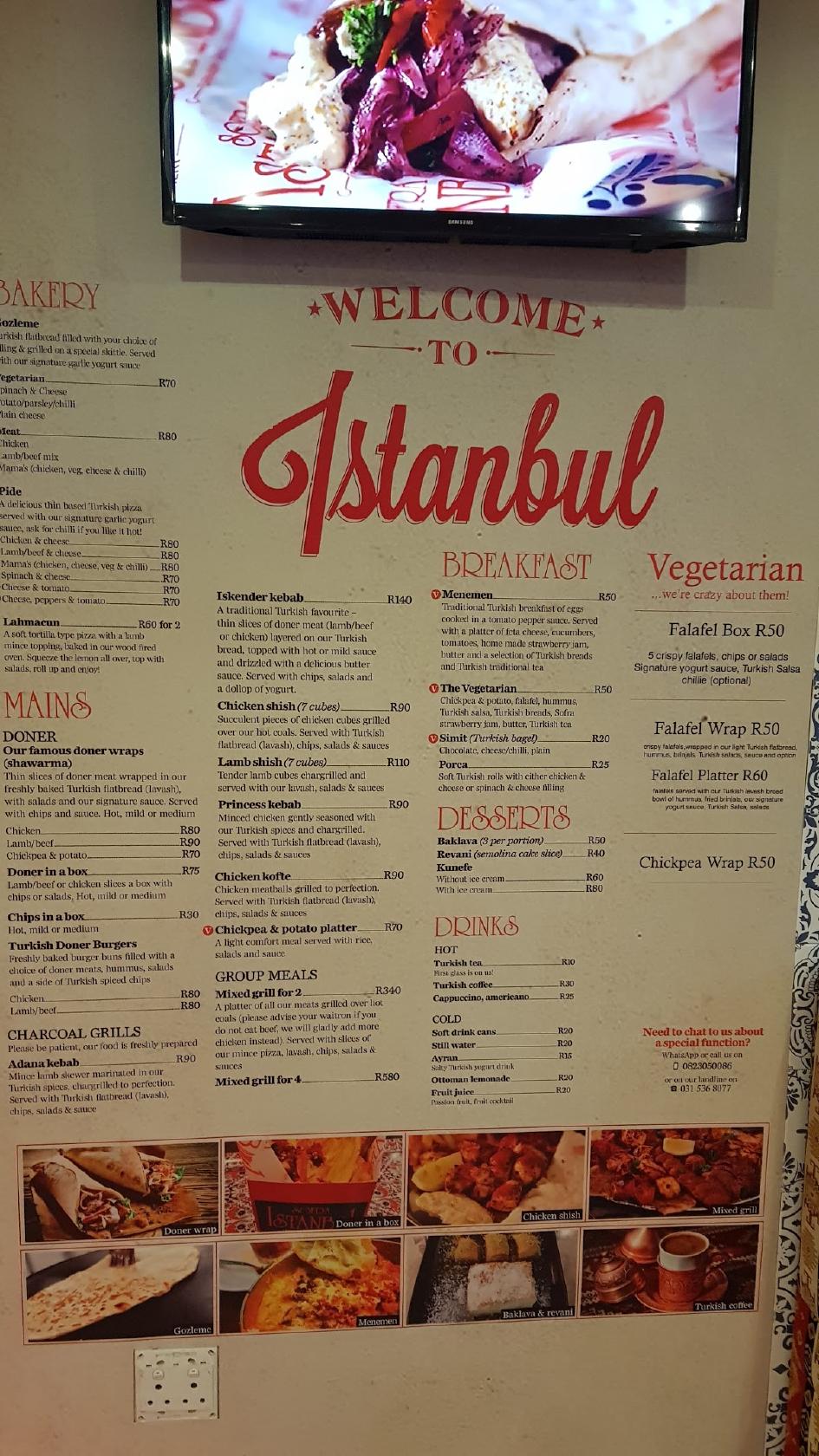 Menu at Gateway restaurant, Umhlanga