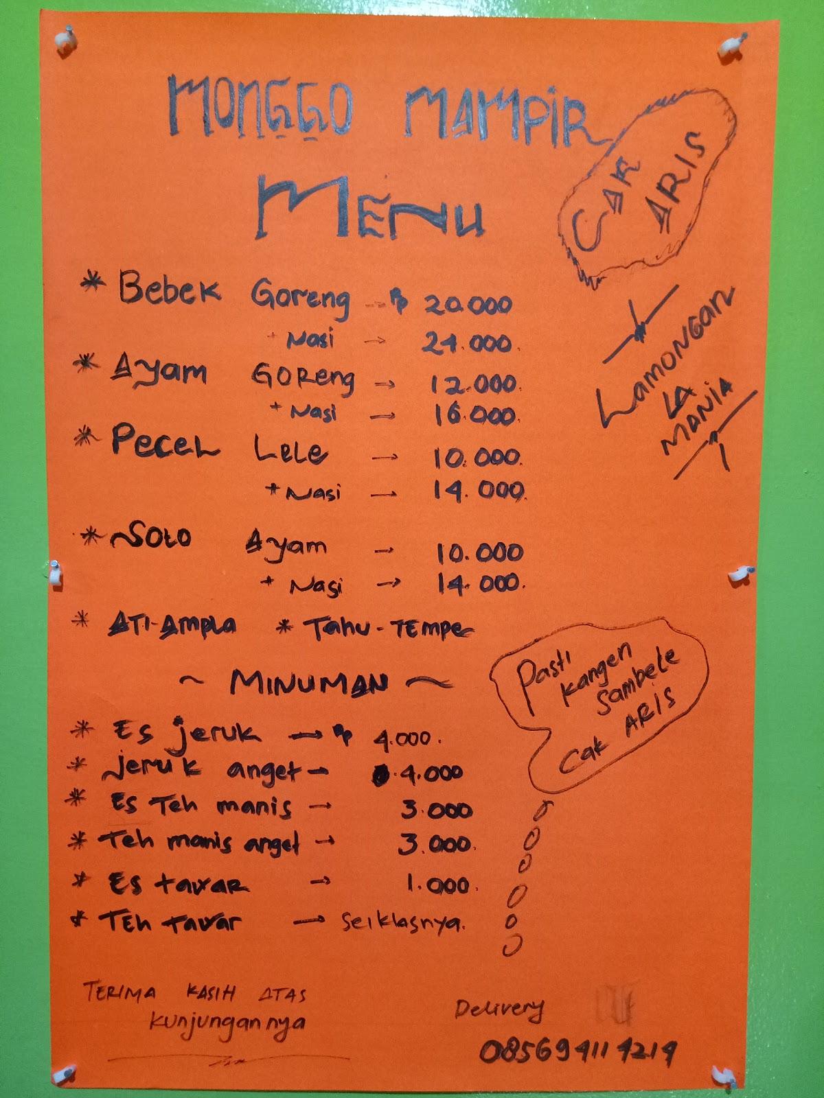 Menu at Pecel Lele Cak Aris, Tangerang, Jl. Halim Perdana Kusuma No.45