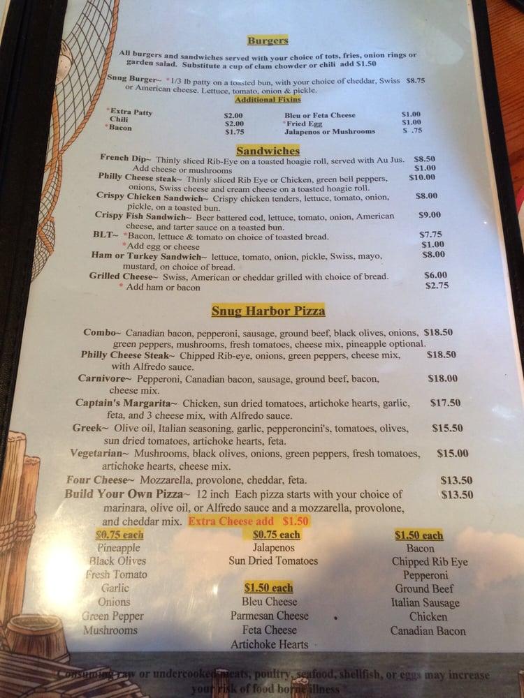 Menu at Snug Harbor Bar and Grill, Lincoln City