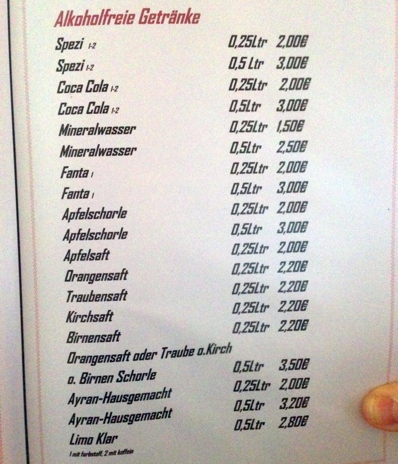 Menu at Antalya Restaurant, Munich, Sondermeierstraße 105