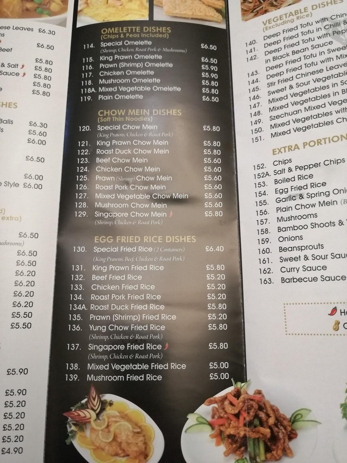 Menu at Chung Ying fast food, Worcester, 154 London Rd