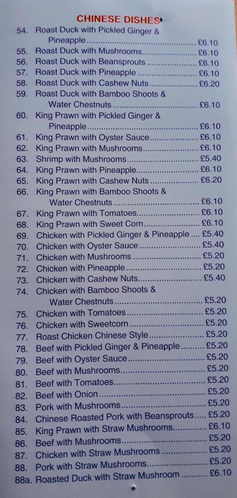 Menu at Imperial Chef fast food, Brigstock