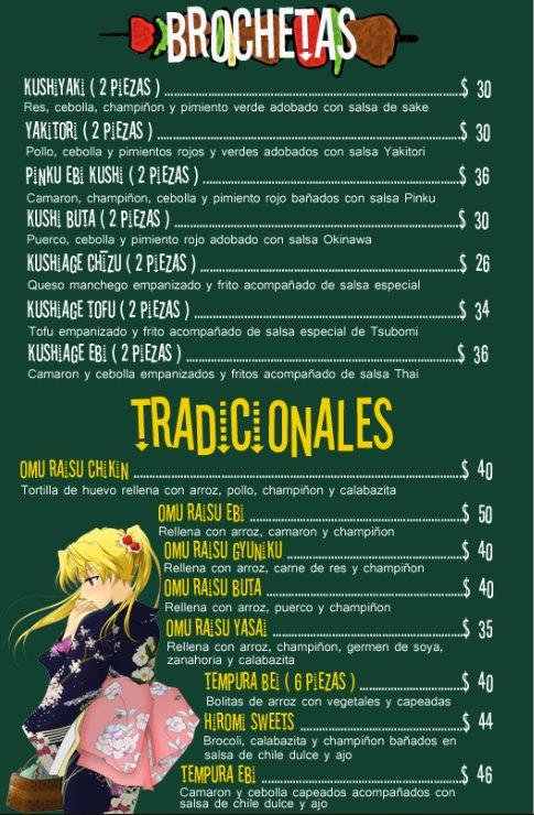 Menu at Li Jiang restaurant, Monterrey