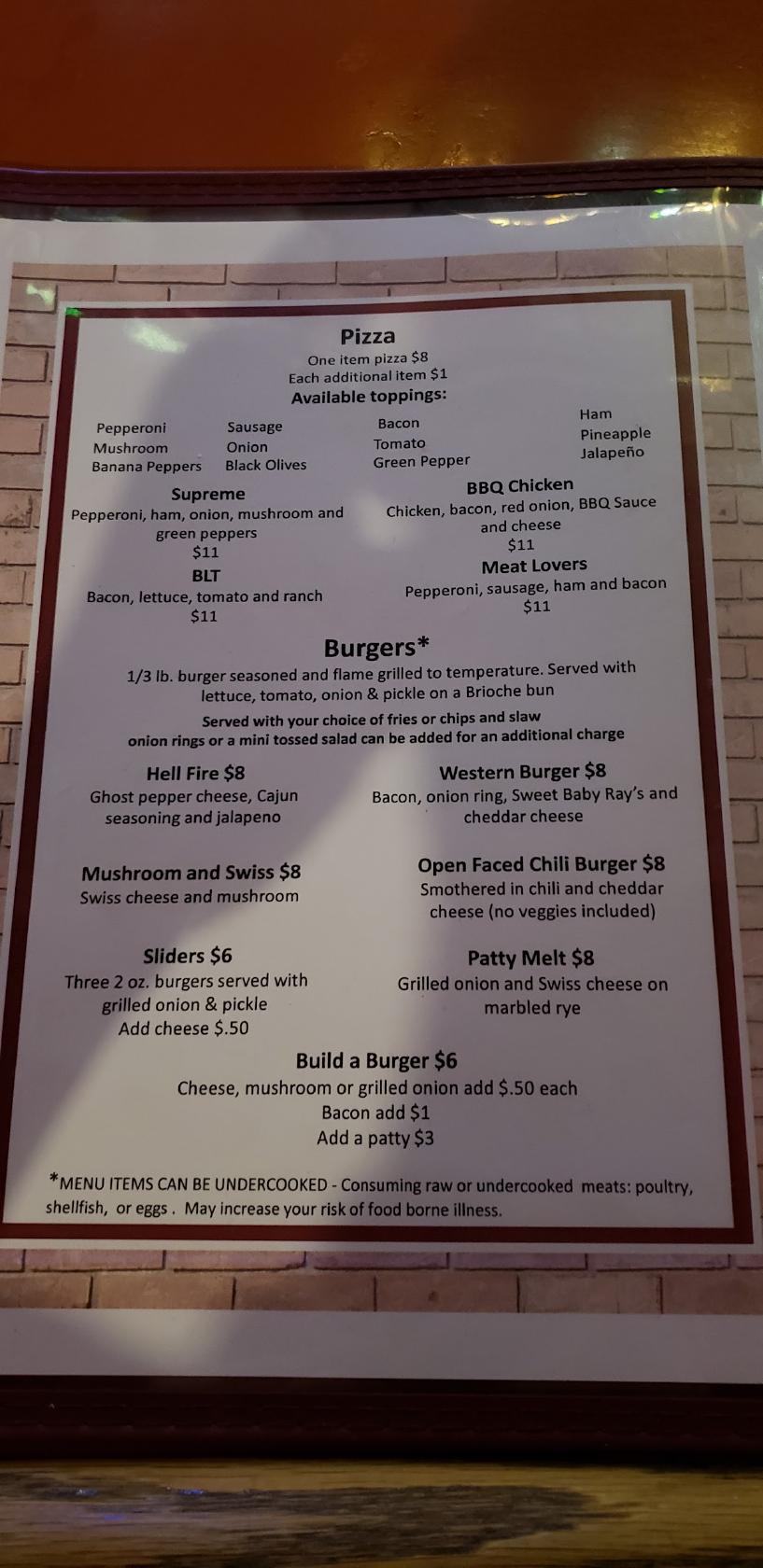 Menu at Plymouth Pub, Plymouth, Ann Arbor Rd