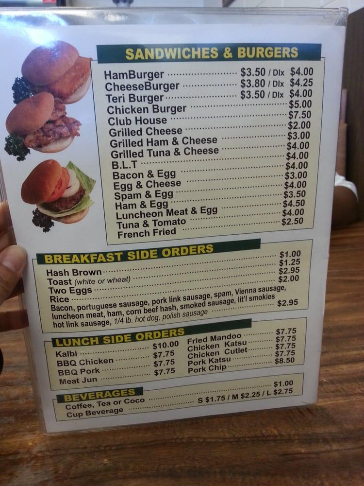 Menu at Waipahu cafe, Waipahu, 93-300 Farrington Hwy