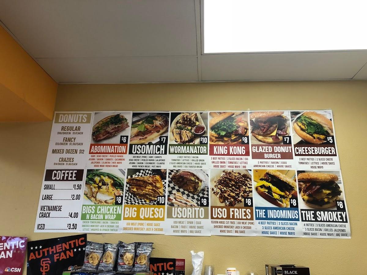 Menu at Bigworm's Bakery and Deli, Stockton