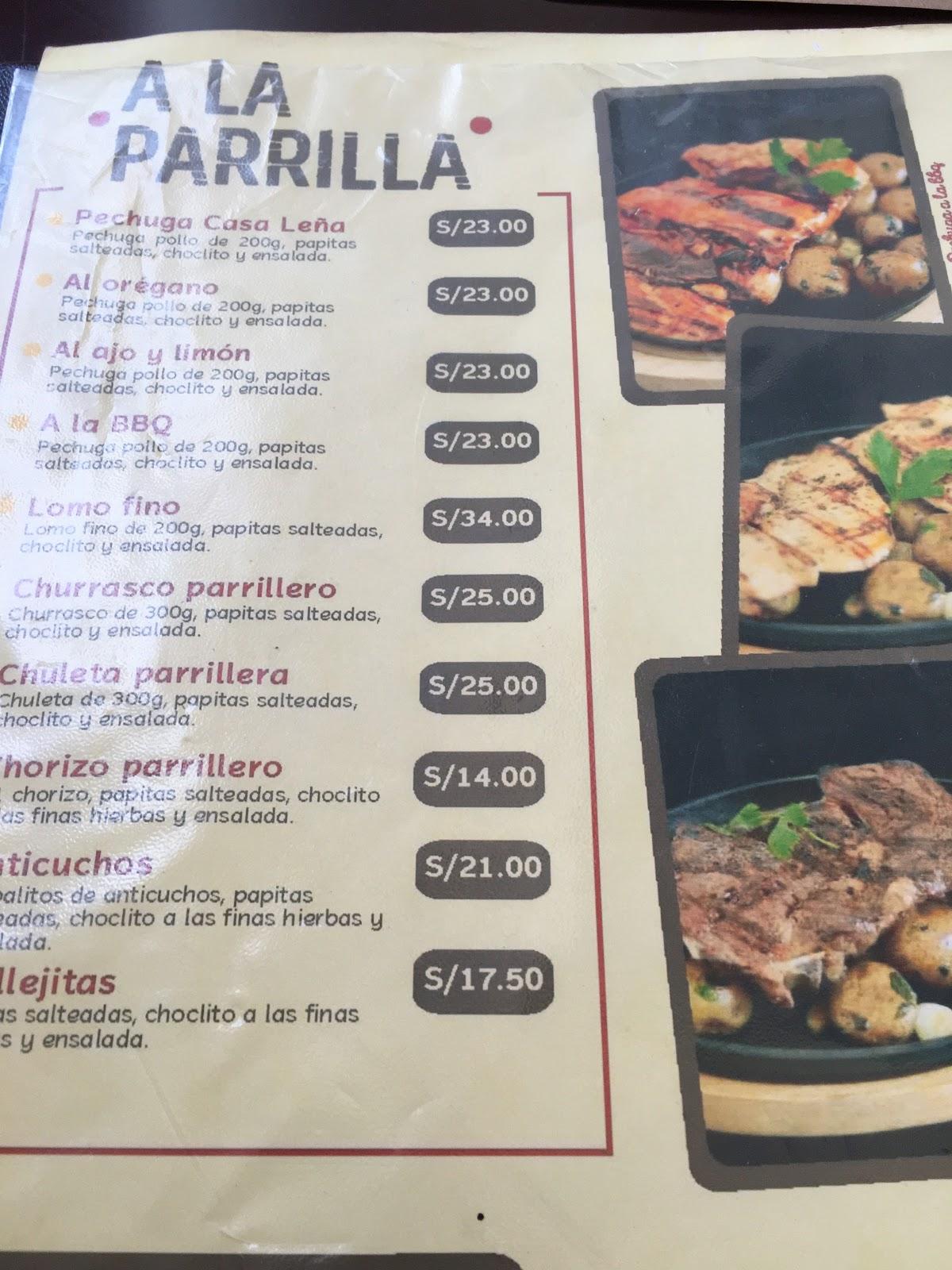Menu at Casa Leña Chicken & bar, Jesus Maria