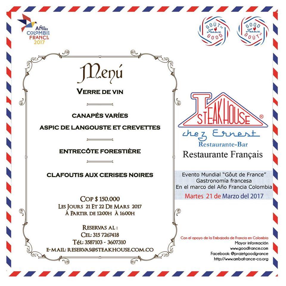 Menu at Steak House Chez Ernest restaurant, Barranquilla