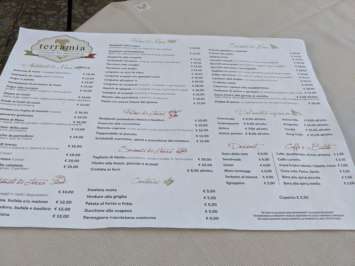 Speisekarte von Terramia - Ristorante Mediterraneo, Trient