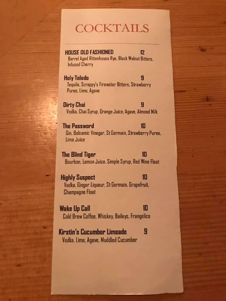 Menu at The Toledo pub & bar, Seattle